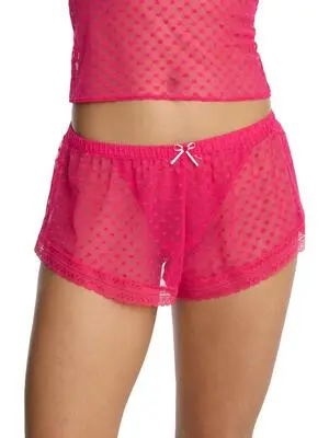SKARLETT BLUE Heart Breaker Lace Shorts - Neon Fuchsia