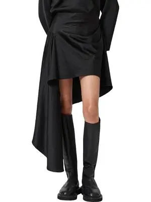 ALLSAINTS Sami Pleated Draped Asymmetric Skirt - Black