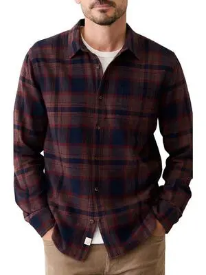 Marine Layer Tahoe Plaid Flannel Button-up Shirt - Navy/burgundy Plaid