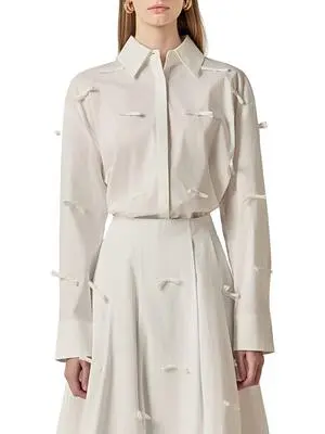 English Factory Bow Detail Tunic Shirt - White