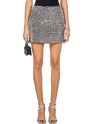 Endless Rose Beaded Sequin Velvet Miniskirt - Black