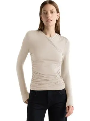 Modern Citizen Lilou Wrap-Neck Long-Sleeve Tee Pampas