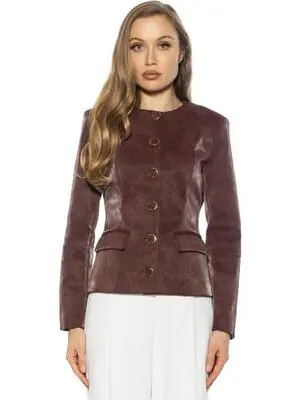 ALEXIA ADMOR Brivan Crewneck Blazer - Burgundy