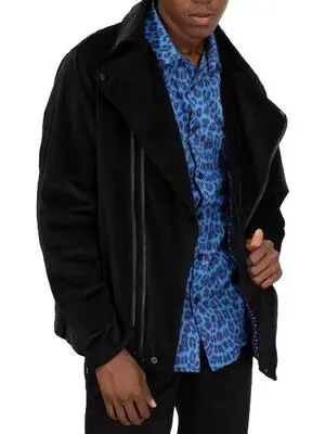 LORDS OF HARLECH Rocky Velvet Biker Jacket - Velvet Black