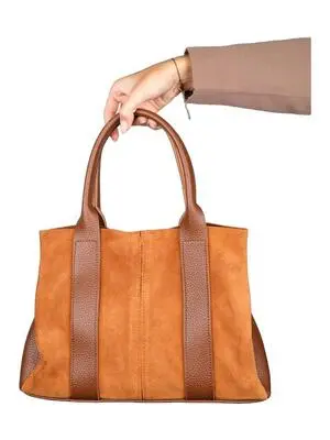 FOREVER & ALWAYS SHOES Leather Shoulder Bag Cognac Suede