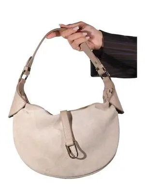 FOREVER & ALWAYS SHOES Bexley Shoulder Bag Beige Suede