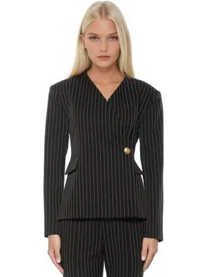 ALEXIA ADMOR Alira Single-button Blazer - Black Pinstripe