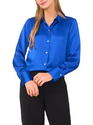 Halogen Charmeuse Button-up Shirt - Opulant Blue