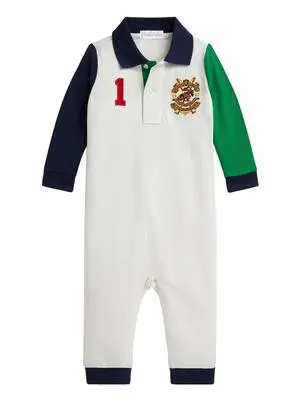 Ralph Lauren Colorblock Polo Romper - Deckwash White