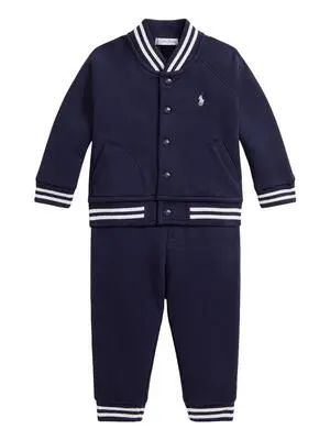 Ralph Lauren Fleece Baseball Jacket And Pants Set Navy