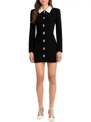 Cinq À Sept Sheryl Crystal-button Minidress - Black/ivory
