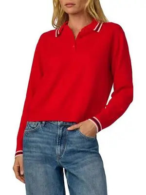 Joe's Jeans Tipped Cashmere Polo Sweater - Cherry Red