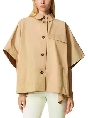 TWINSET Button Woven Poncho - Neutrals