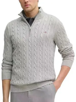 Gant Cable-knit Half-zip Pullover - Grey