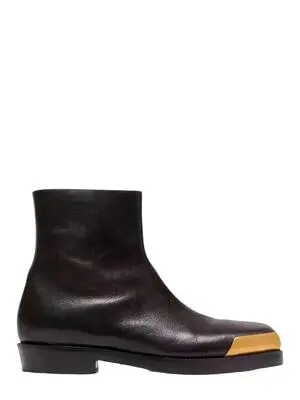 Balmain Square-toe Leather Boots - Black