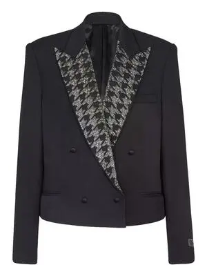 Balmain Crystal-embellishment Double-breasted Blazer - Black