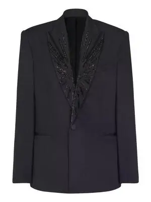 Balmain Beaded-lapel Single-breasted Blazer - Black