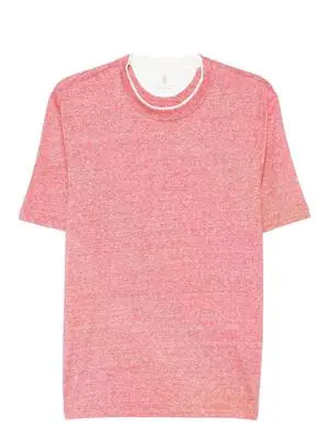 Brunello Cucinelli Contrast-trim T-shirt - Red
