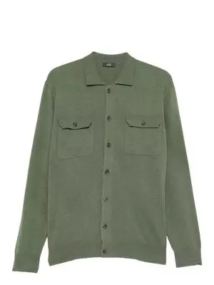 HOSIO Chest-pocket Cardigan - Green