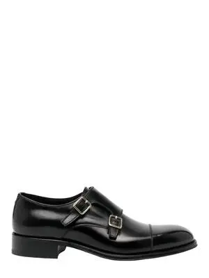 TOM FORD Claydmon Leather Monk Shoes - Black