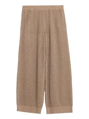 Brunello Cucinelli Metallic Cotton Rib Wide-leg Trousers - Nutshell