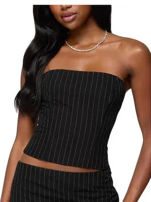 EDIKTED Maeve Pinstripe Corset - Black