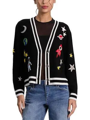 Alice + Olivia Bradley Space Staceface Cardigan - Black/multi