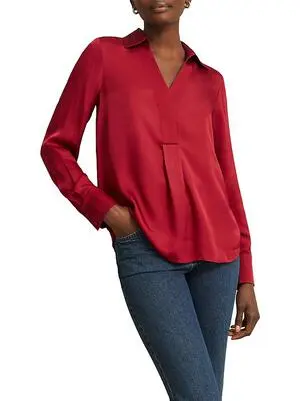HOBBS LONDON Marie Satin Blouse - Pomegranate
