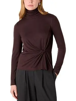 Whistles Roll Neck Twist Front Top - Brown