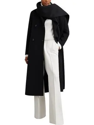 REISS Petite Long Scarf Coat - Navy