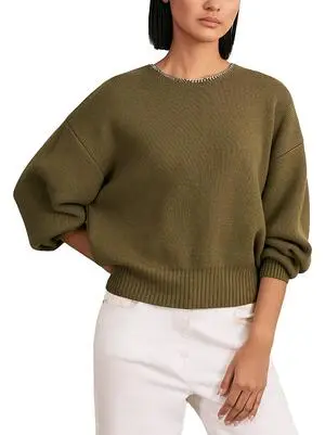 REISS Nadia Chain Trim Sweater - Sage Green