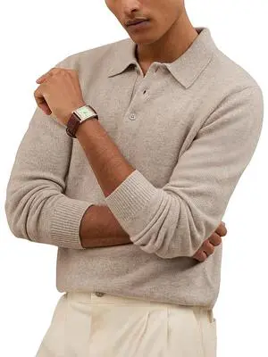 REISS Cashmere Polo Sweater - Oatmeal