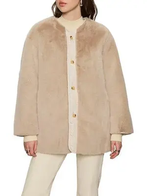 Sanctuary Reversible Faux Fur Liner Jacket - Almond Cream