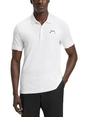 BOSS Paddy Open Polo Shirt - White