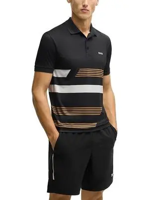 BOSS Paddy Tape Print Polo - Black