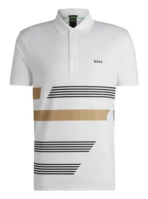 BOSS Paddy Tape Print Polo - White