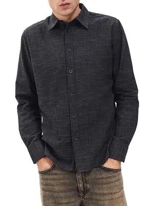 Rag & Bone Tomlin Crosshatch Shirt Black Grey