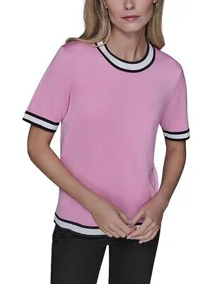 Karl Lagerfeld Paris Short Sleeve Knit Top - Prism Pink