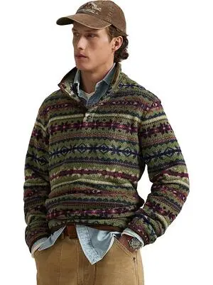 Polo Ralph Lauren Fair Isle-inspired Fleece Pullover - Olive