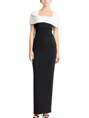 Black Halo Bernice Cb Gown - Black/whipped Cream