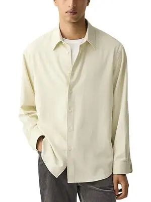 Theory Relaxed Shirt In Leaf Twill - Oat Milk