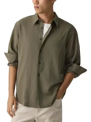 Theory Relaxed Shirt In Leaf Twill - Tarmac