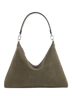 TOTEME Bevel Medium Corded Suede Shoulder Bag - Dark Taupe