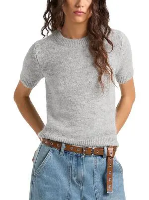 Michael Kors Fluffy Short Sleeve Sweater - Pearl Heather