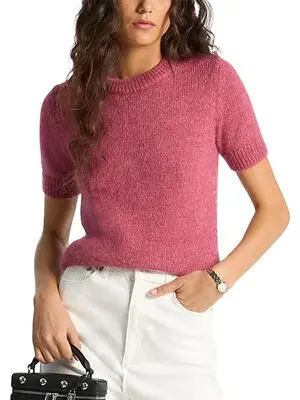 Michael Kors Fluffy Short Sleeve Sweater - Rosewood