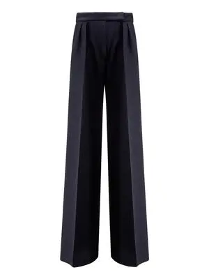 Max Mara Virgin Wool Wide Leg Trousers - Blue