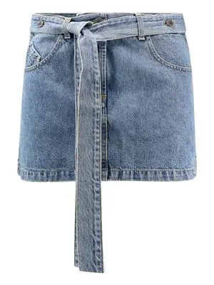 Attico Denim Skirt With Belt - Blue