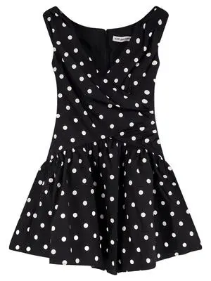 SELF-PORTRAIT Polka Dot Cotton Mini Dress - Black