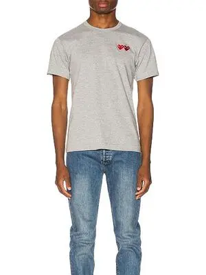 Play Comme Des Garcon Double Heart Tee - Grey
