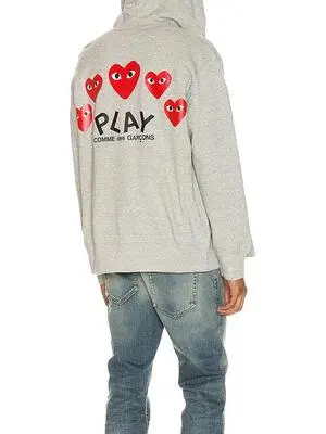 Play Comme Des Garcon Full Zip Hoodie - Grey